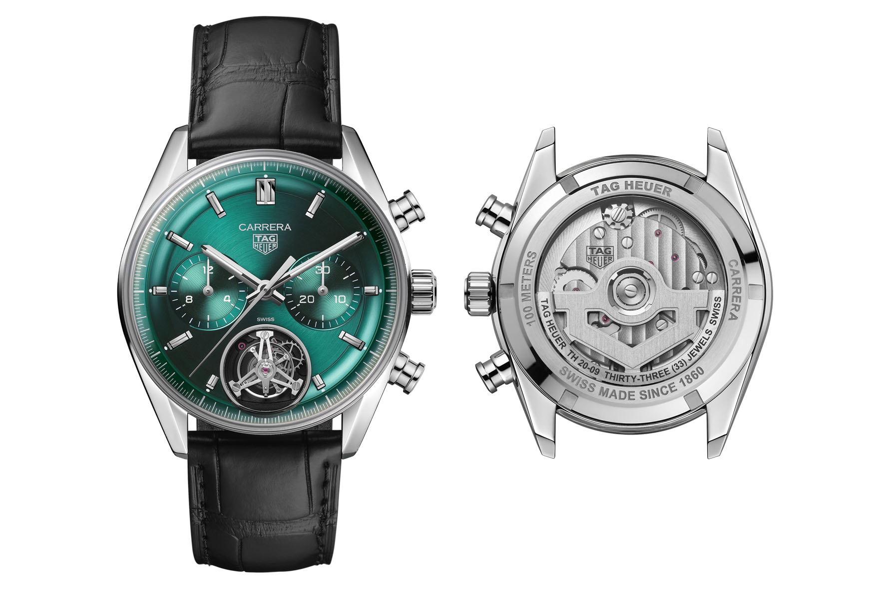 TAG Heuer: Carrera Chronograph & Chronograph Tourbillon “Teal Green ...