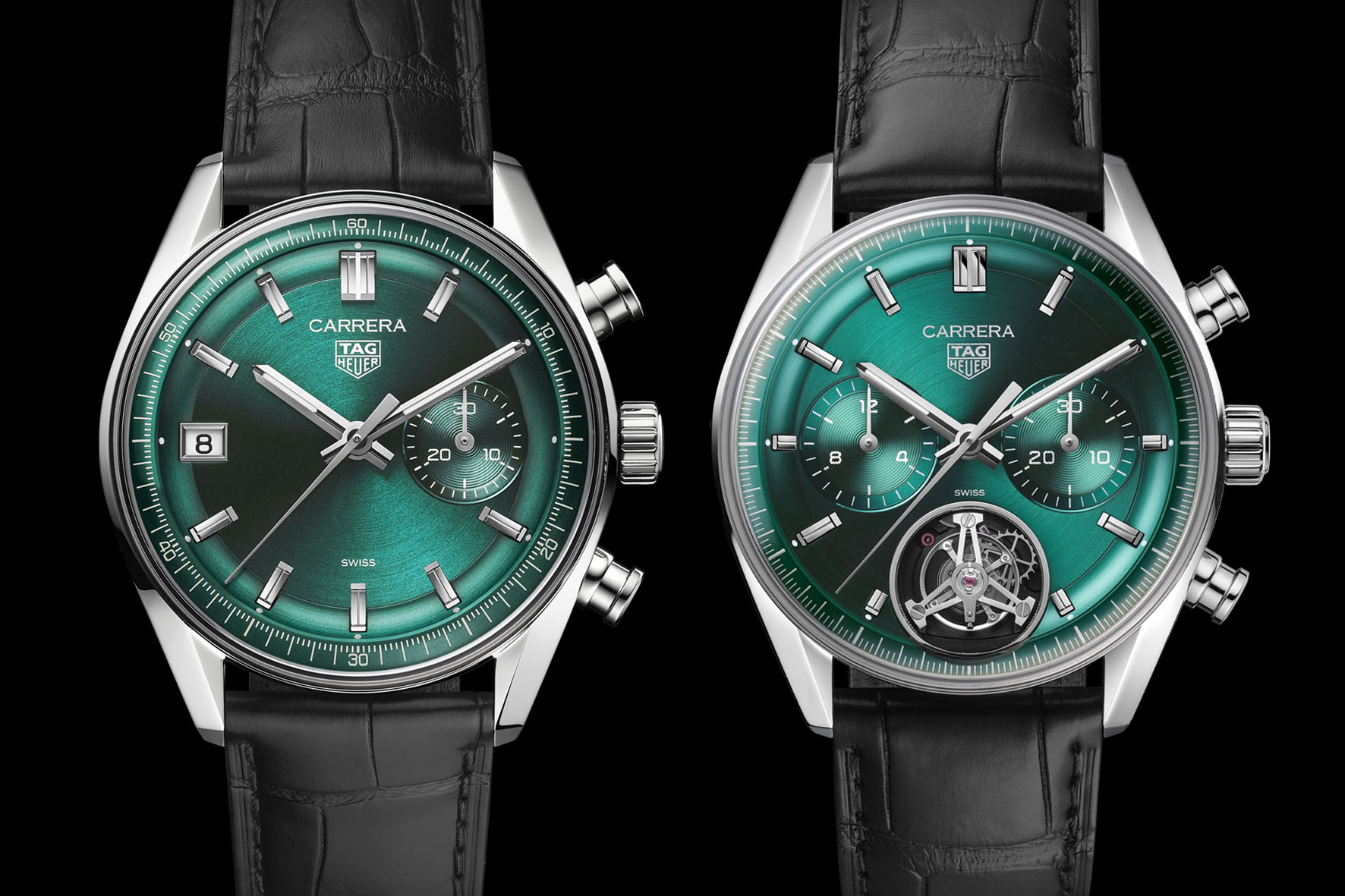 TAG Heuer: Carrera Chronograph & Chronograph Tourbillon “Teal Green ...