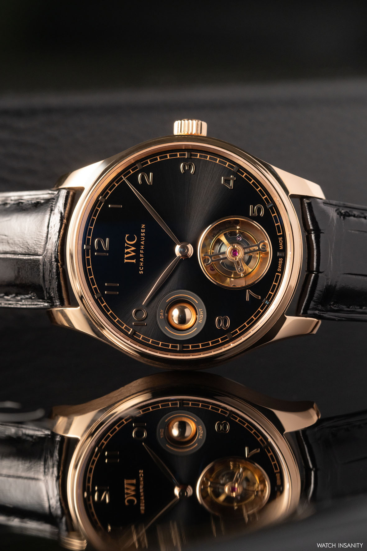 IWC Portugieser Hand-Wound Tourbillon Day and Night: poetics in black ...